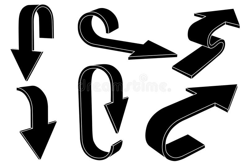 Red 3d Arrows. Bent and Curled Up Icons Stock Vector - Illustration of ...