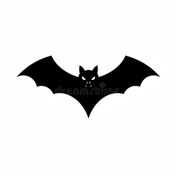 Black Silhouette of a Bat with Wings Spread Wide. the Design Features a ...