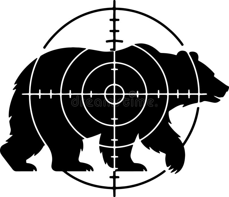 Black Silhouette of a Bear Inside a Target Representing Hunting and ...