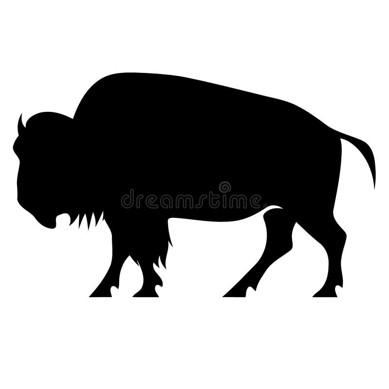 Black Silhouette of Bison Animal Stock Vector - Illustration of bison ...