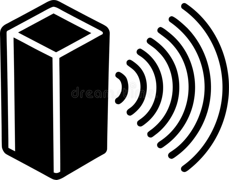 Bluetooth Speaker Icon with Sound Waves Silhouette Isolated on ...