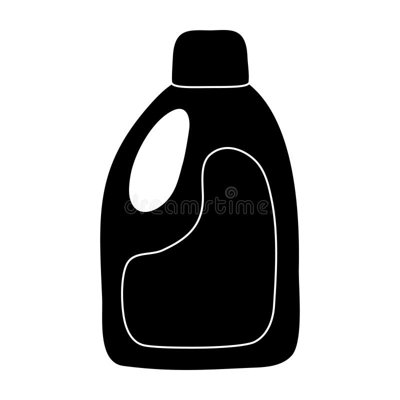 Black Silhouette of Bottle with Cleaning or Washing Detergent, Glyph ...