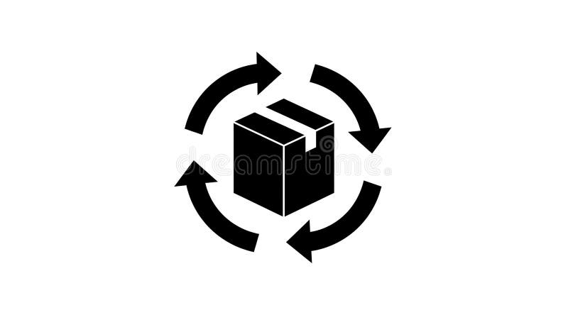 A Black Silhouette of a Box is Surrounded by Four Curved Arrows Forming ...