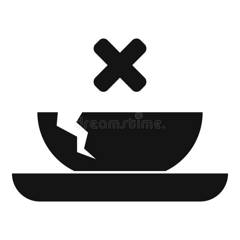 Black Silhouette Broken Dish with Cross Mark Icon Stock Illustration ...