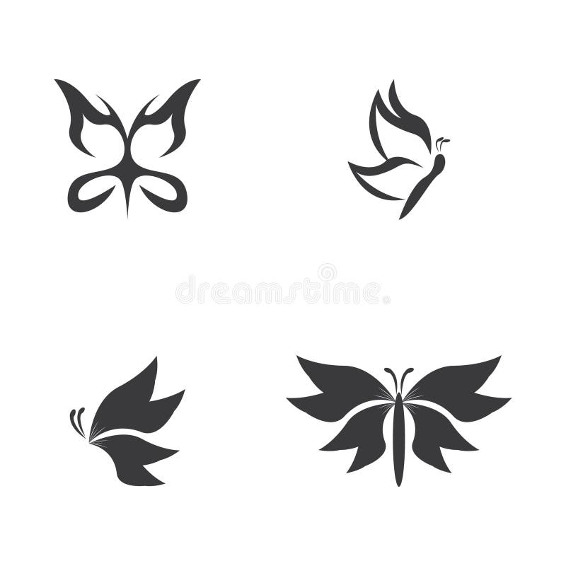 Black Silhouette Butterfly Icon and Symbol Template Vector Stock ...