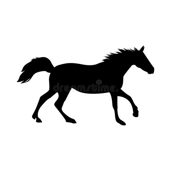 Black Silhouette of a Cantering Horse. Vector Stock Illustration ...