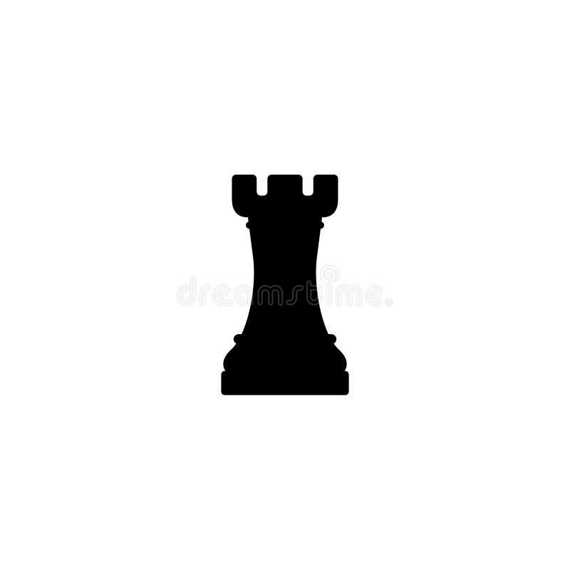 Black Silhouette of a Chess Rook Piece for Board Game and Strategy ...