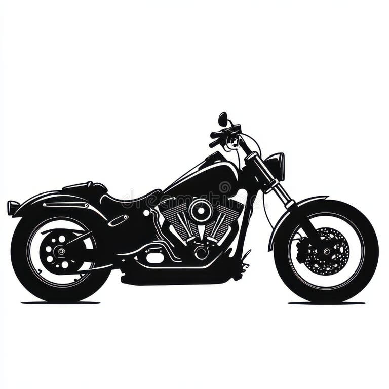Black Silhouette of a Chopper Motorcycle Classic Design Stock ...