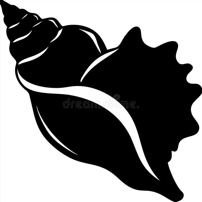 Black Silhouette Conch Shell Vector Art for Tattoo Design and Home ...