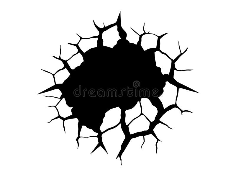 Black Silhouette of a Crack Isolated on a White Background. Concept of ...