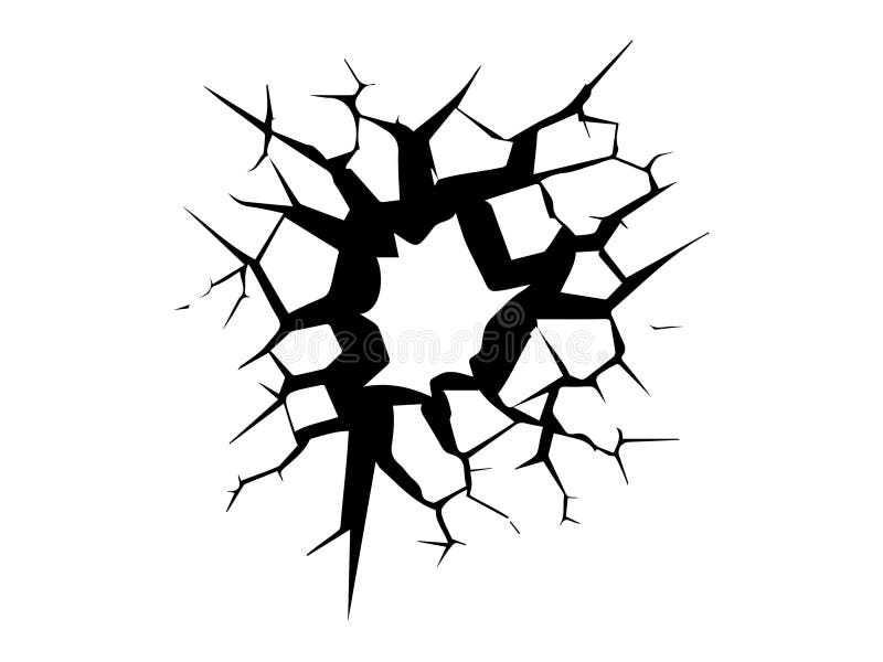 Black Silhouette of Cracked Surface Isolated on a White Background ...