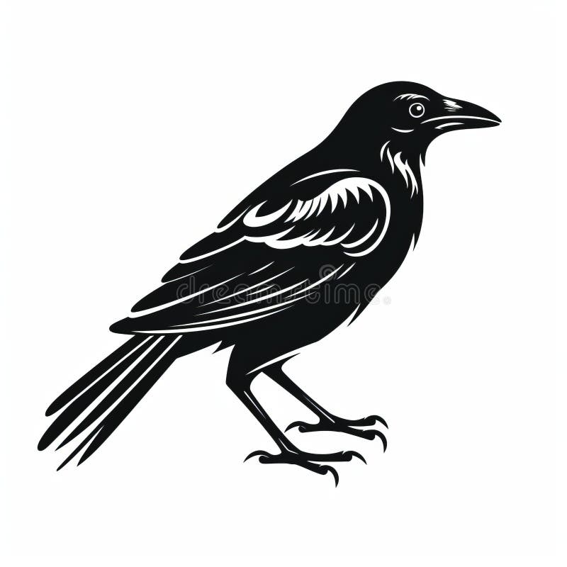 Crow Silhouette Vector Illustration: Woodcut-inspired Graphics with ...
