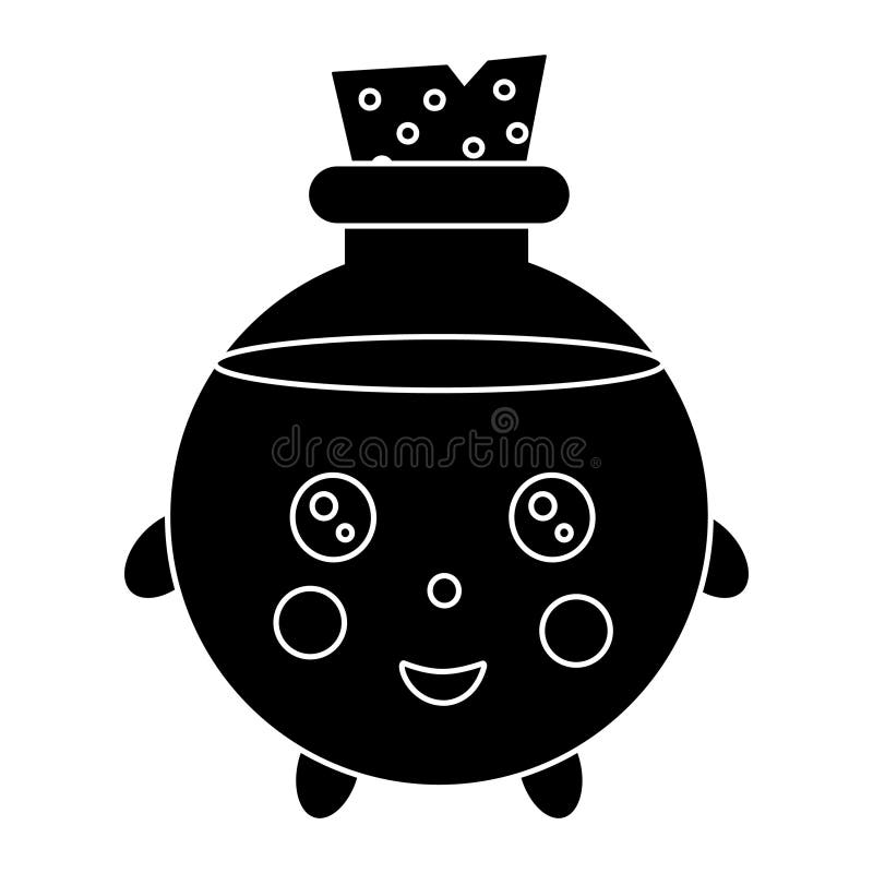 Black Silhouette of Cute Bottle with Magic Poison, Glyph Icon Flat ...