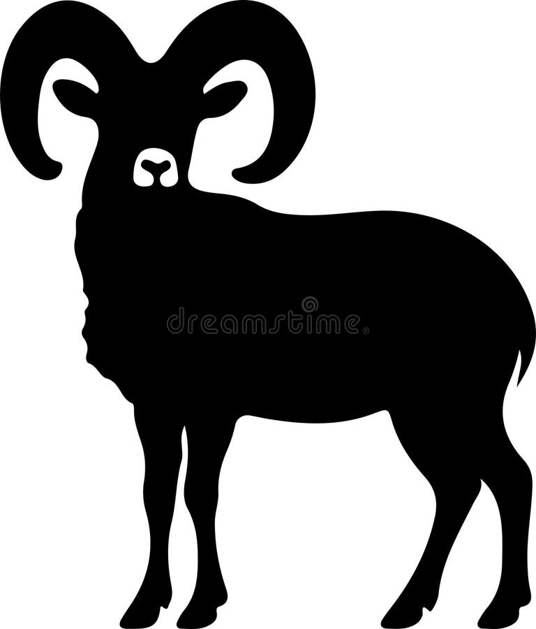 Dall Sheep Black Silhouette Generative Ai Stock Vector Illustration Of Monochrome Outlines