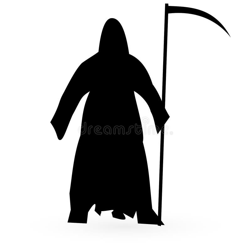 Black Silhouette of Death with a Scythe. Vector Stock Vector ...