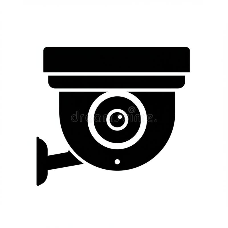 Black Silhouette of a Dome Security Camera with a Visible Lens Stock ...
