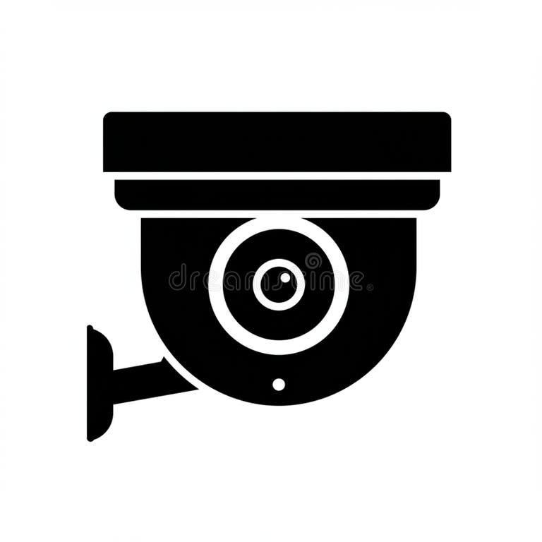 Black Silhouette of a Dome Security Camera with a Visible Lens Stock ...