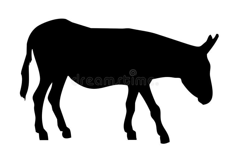 Black Silhouette of a Donkey S Body Standing on the Side Stock ...
