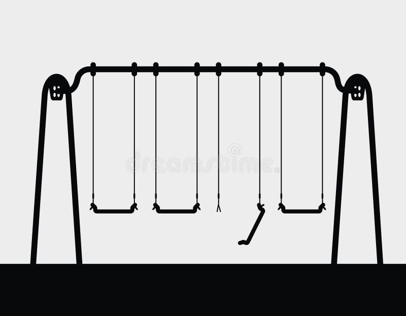 Black Silhouette Drawing of an Empty Children S Swing Set with Several ...