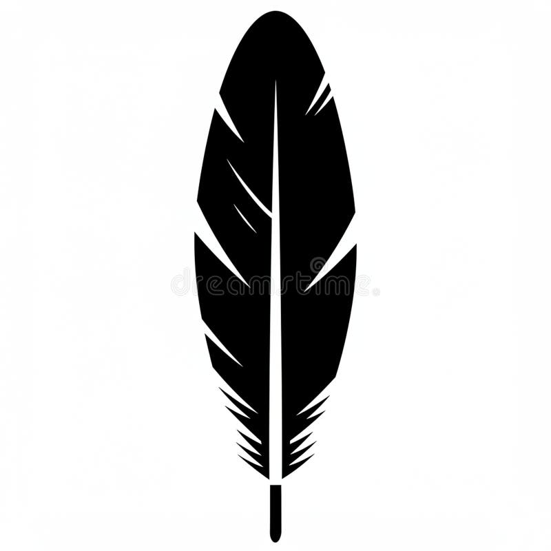 Black Silhouette of a Feather with a Central Quill and Smooth, Rounded ...