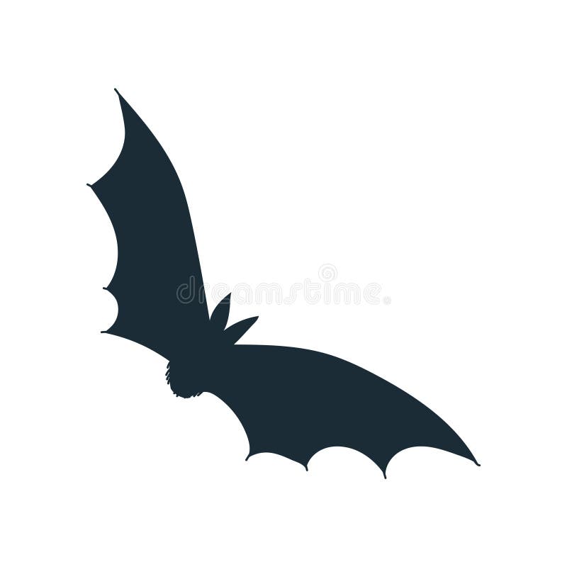 Black Silhouette of Flying Bat Flat Style, Vector Illustration Stock ...