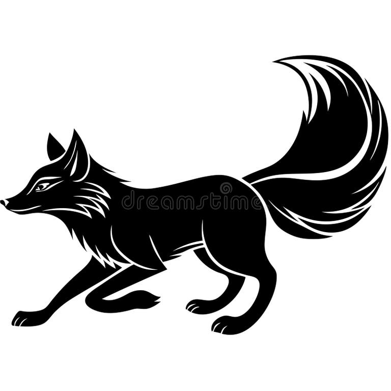 Black Fox Running Silhouette Vector Illustration Stock Vector ...