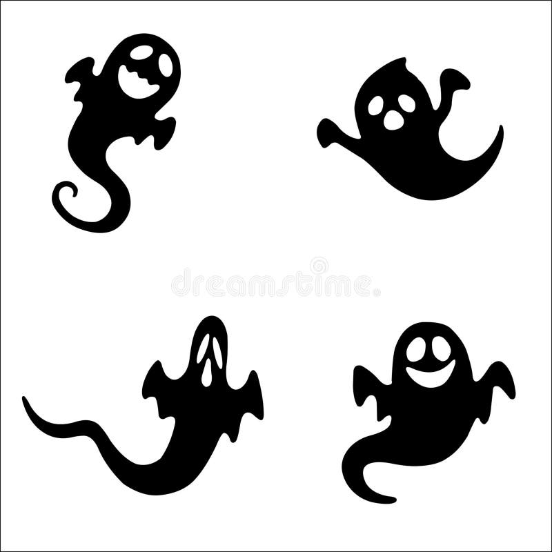 Black Silhouette Ghost Design Element Halloween Vector Illustration ...