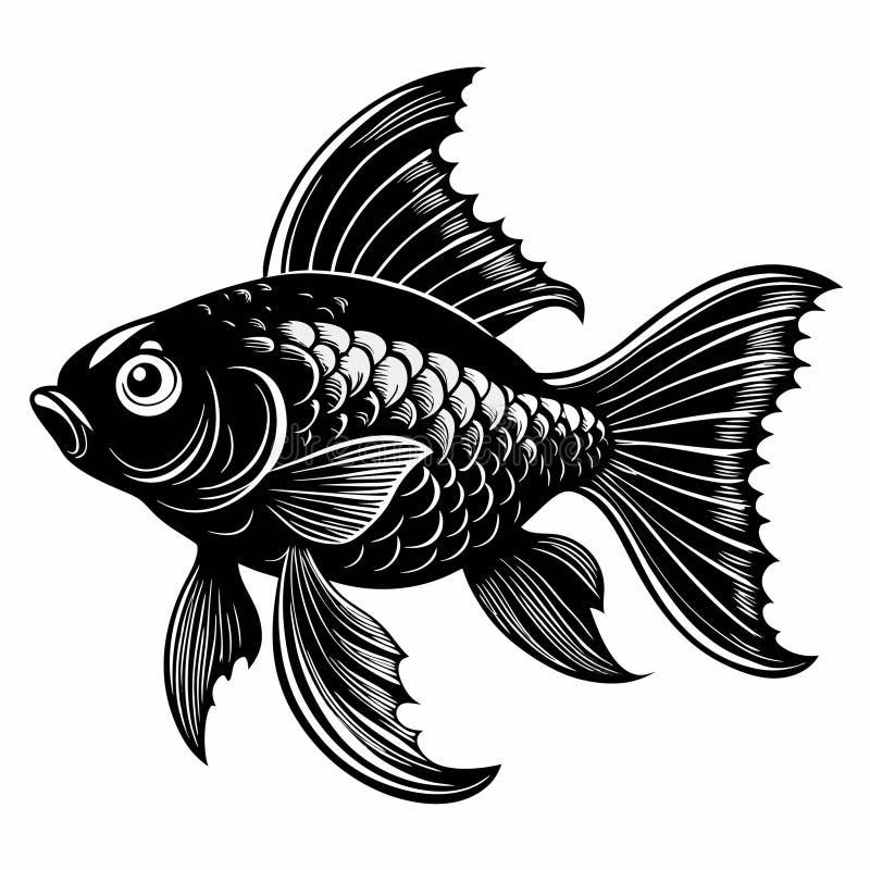 Black And White Goldfish Clipart