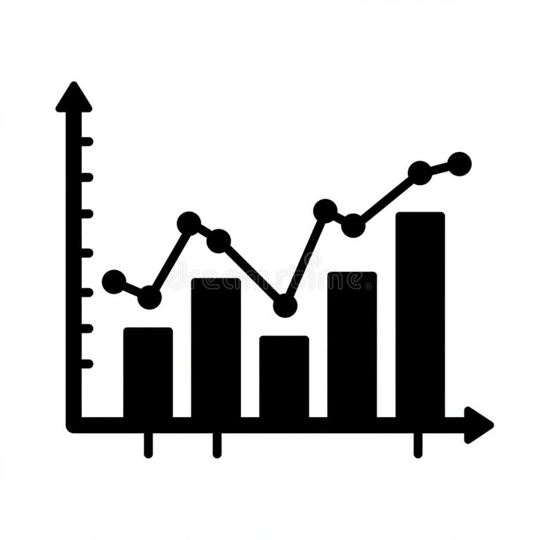 Black Silhouette Graph with a Combination of Bar and Line Elements ...