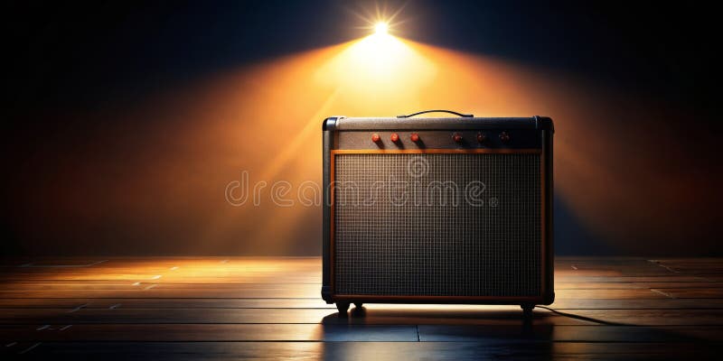 Black Silhouette of a Guitar Amplifier Stage Lighting and Shadow ...