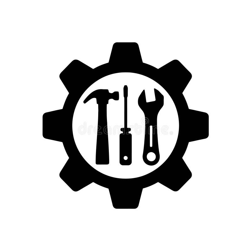 A Black Silhouette of a Hammer, Screwdriver, and Wrench is Placed ...