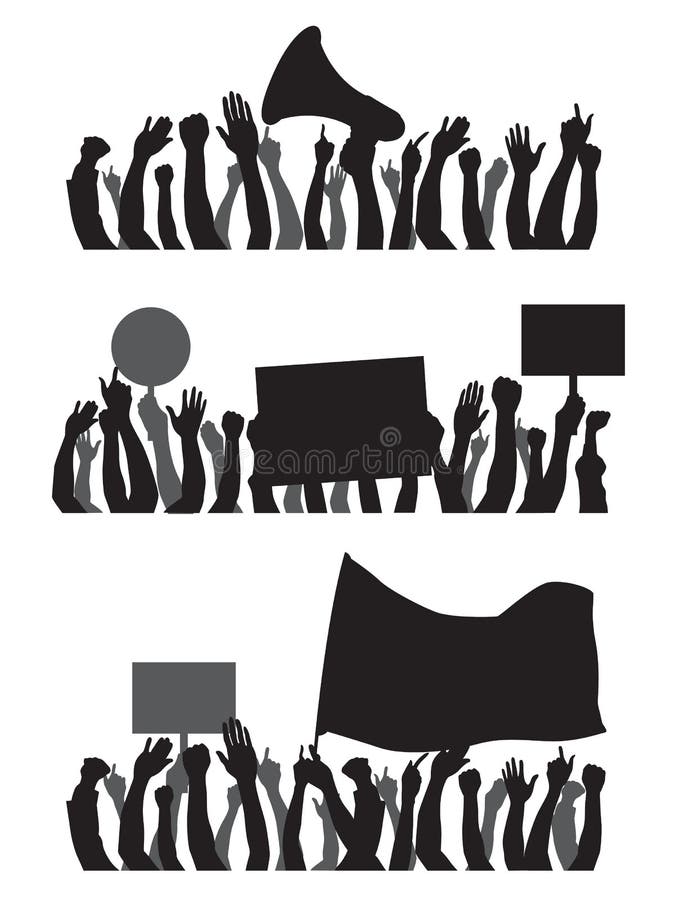Black Silhouette Hand for Protest Isolate on White Background Vector ...