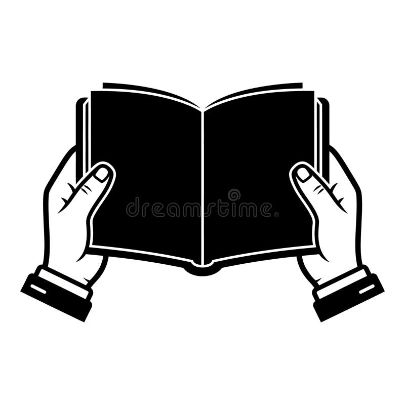 Black Silhouette Hands Holding Open Book Reading Vector Stock Vector ...