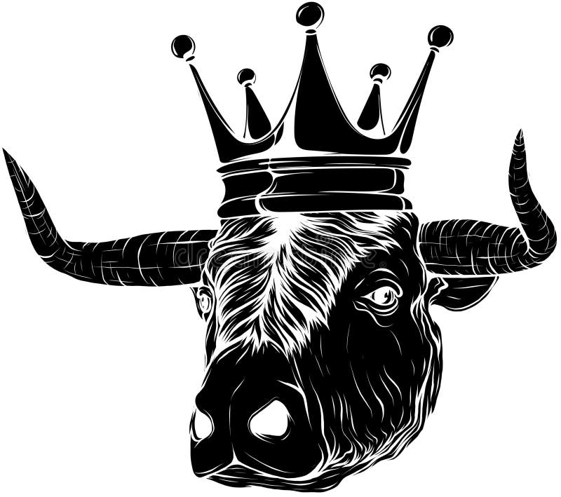 Black Silhouette of Head of a Bull with a Crown Stock Vector ...