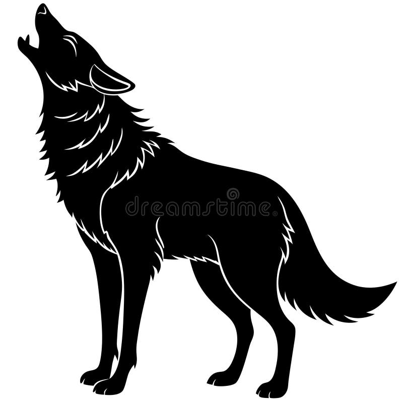 Black Wolf Howling Silhouette Vector Art Design Stock Vector ...
