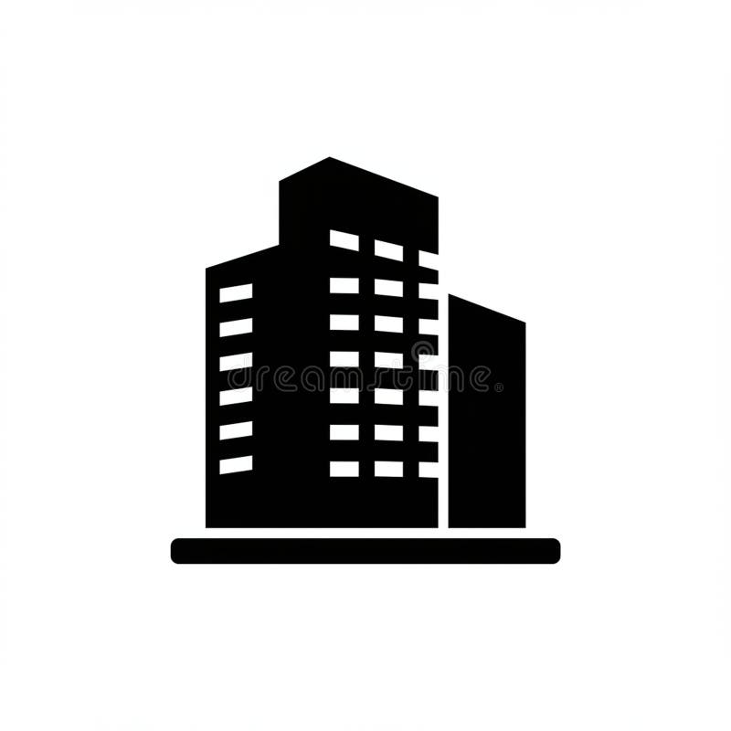 Black Silhouette Icon Depicting a Cityscape Featuring Modern, Multi ...