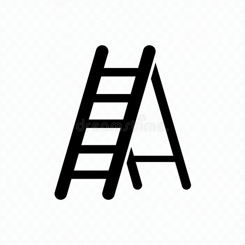 Black Silhouette Icon of a Stepladder with Five Rungs. the Design Shows ...