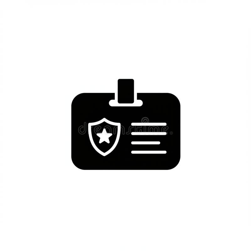 Black Silhouette of an Identification Badge with a Clip. Features a ...