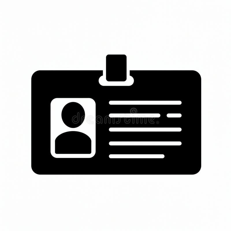 Black Silhouette of an Identification Badge with a Clip at the Top Stock Illustration ...