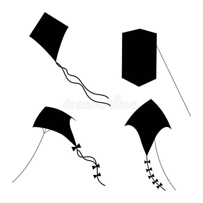 Silhouette Kites Stock Illustrations – 436 Silhouette Kites Stock ...