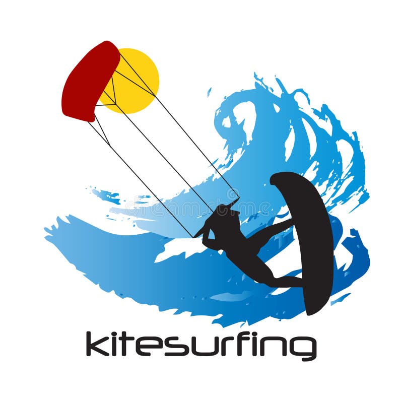 Kitesurfing silhouette stock vector. Illustration of surfboard - 106163788