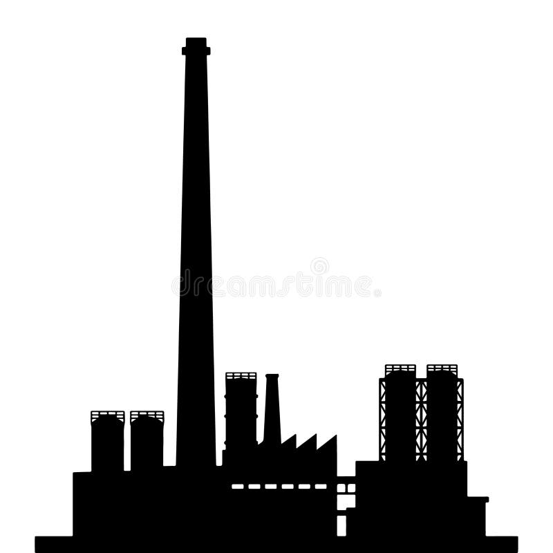 Black Silhouette of a Large Industrial Factory Stock Vector ...