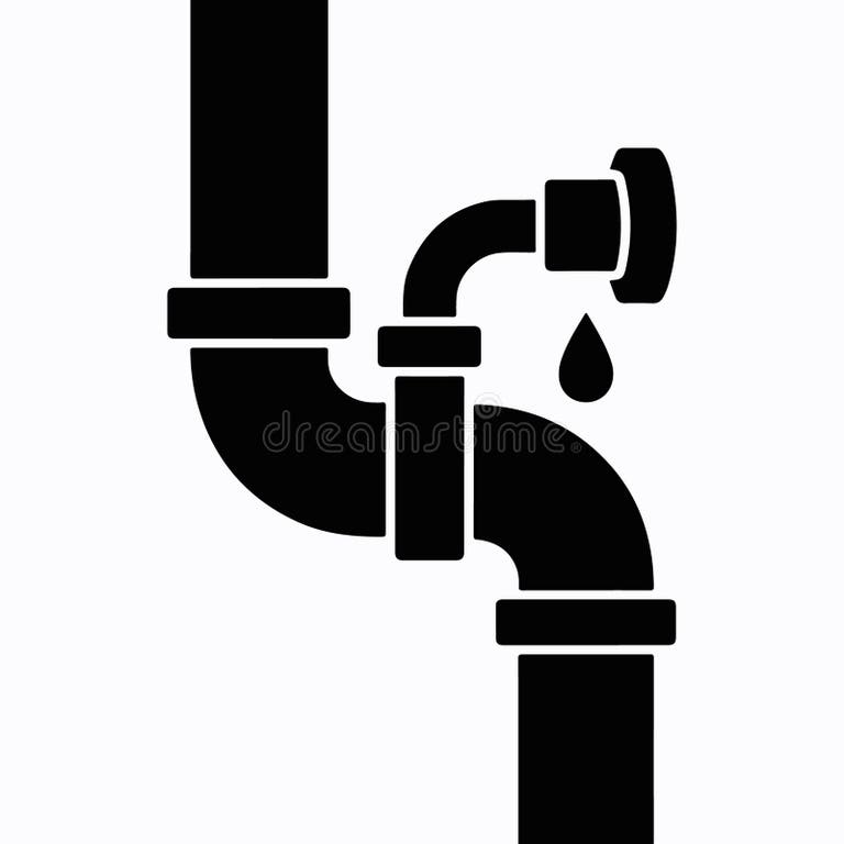Black Silhouette of a Leaking Water Pipe with a Drop Falling Plumbing ...