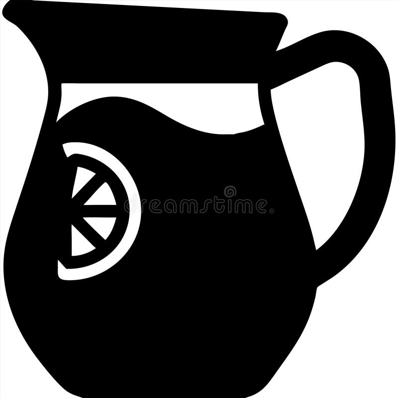Black Silhouette Lemonade Pitcher with Lemon Slice Vector Illustration ...