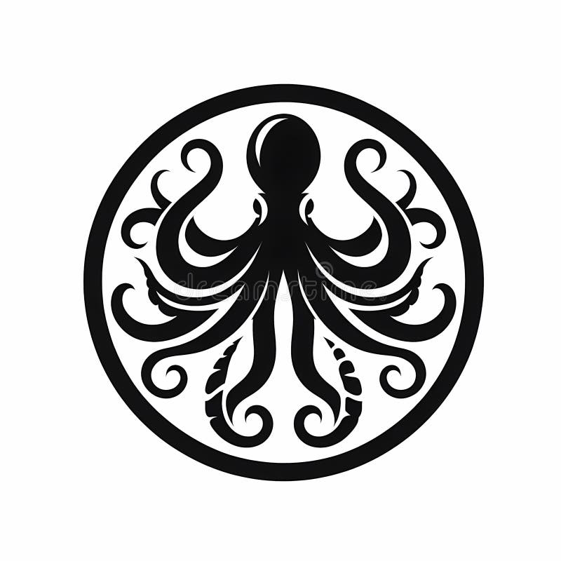 Black Silhouette of a Majestic Octopus with Dynamic Tentacles in a ... Black Silhouette of a Majestic Octopus with Dynamic Tentacles in a ...