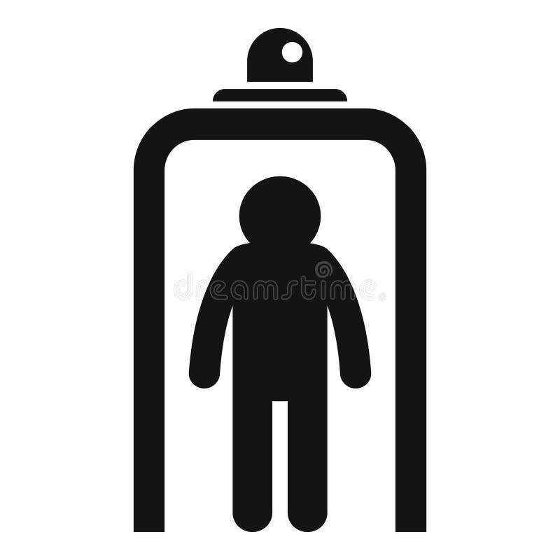Black Silhouette of a Man Passing through an Airport Security Gate ...