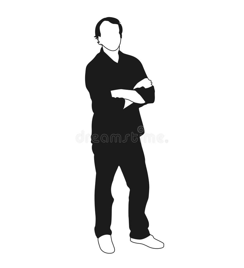 Black Silhouette of Man Standing Stock Vector - Illustration of ...