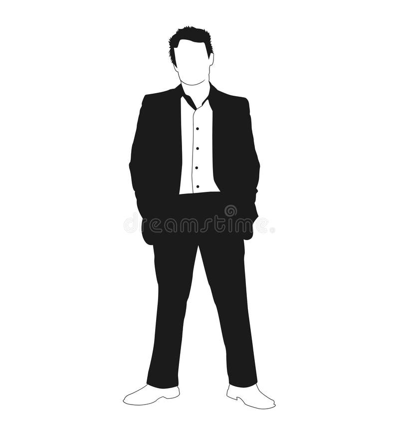 Black Silhouette of Man Standing Stock Vector - Illustration of sitting ...
