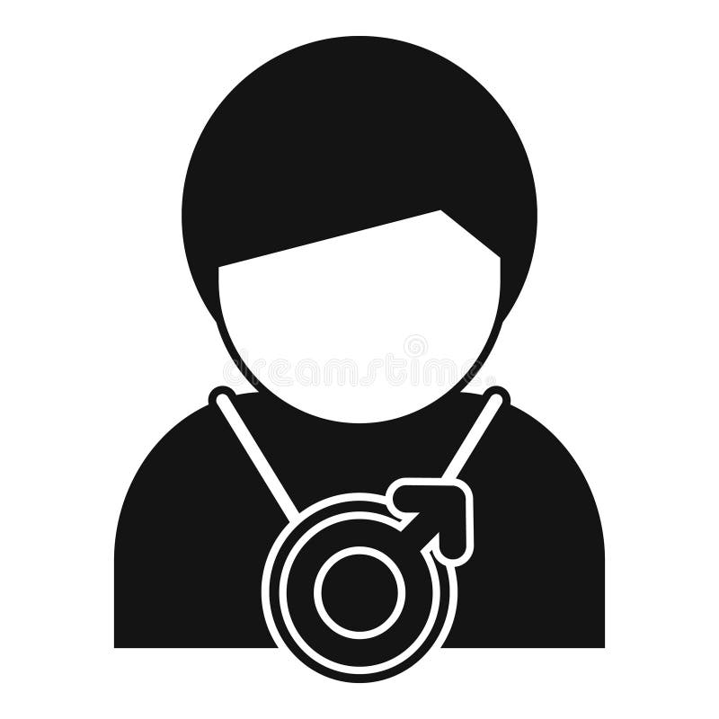 Man Wearing Male Symbol Necklace Icon Simple Style Stock Vector Illustration Of Gender