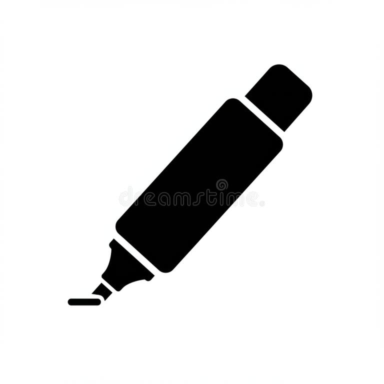 Black Silhouette of a Marker Pen Angled Diagonally. it Features a Broad ...